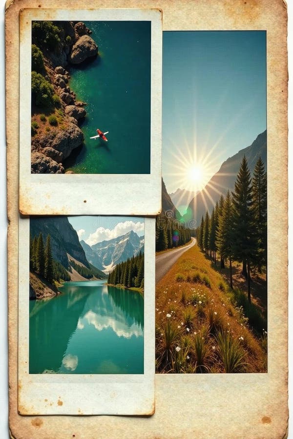 Overlapping Polaroid Frames, Old New Styles , Nostalgic, Element, Polaroid Stock Illustration ...