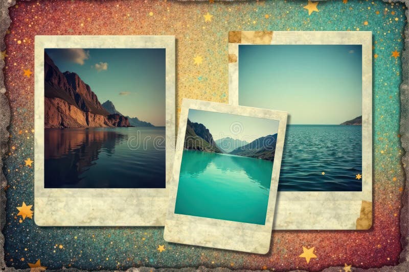 Overlapping Polaroid Photo Frames, Old and New Styles , Dark, Detail ...