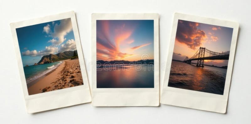 Overlapping Polaroid Photo Frames, Old and New, White Backdrop ...