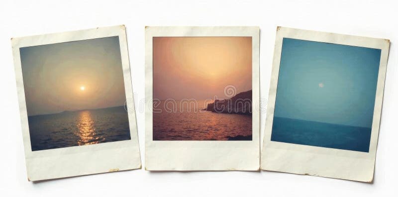 Overlapping Polaroid Photo Frames, Old and New, White Backdrop , Object ...