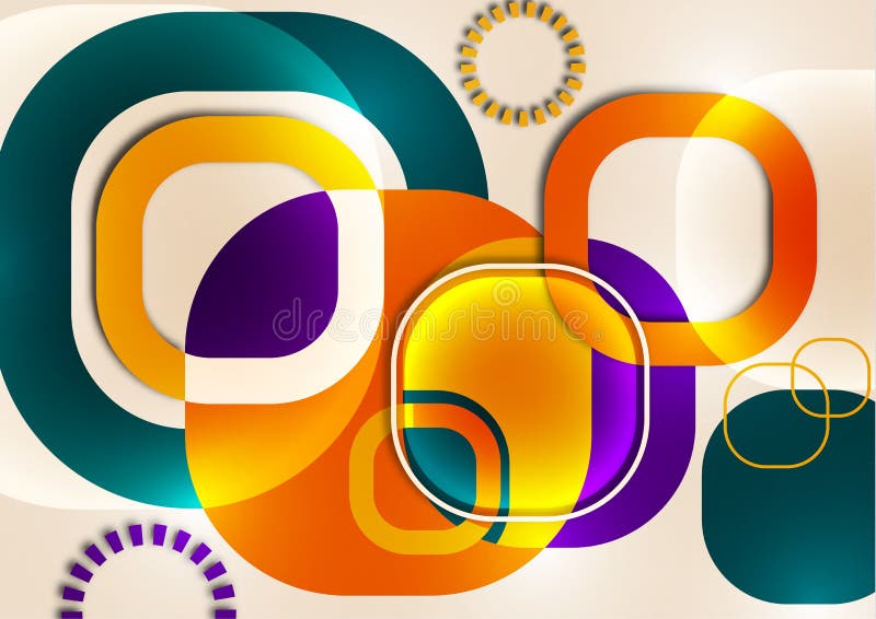 Overlapping Round Squares Form a Geometric Abstract Background ...