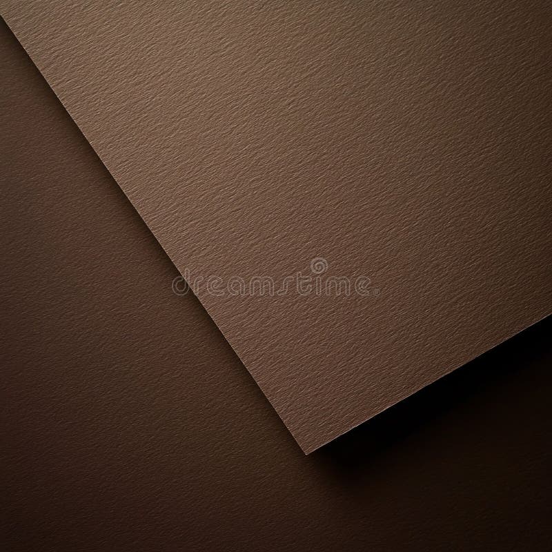 2 Overlapping Sheets of Textured Dark Brown Paper, Top Sheet Positioned ...