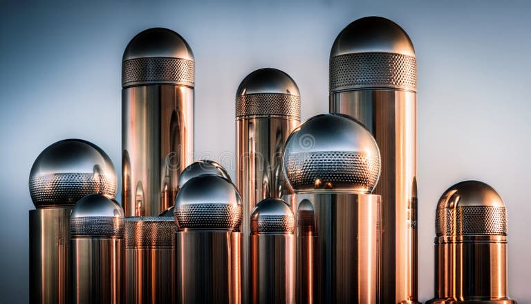 Overlapping Spheres and Cylinders with Metallic Reflections Stock ...