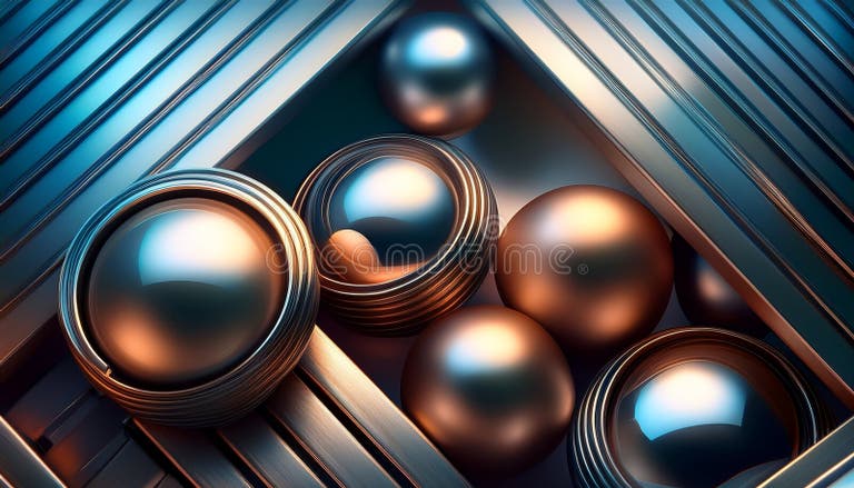 Overlapping Spheres and Cylinders with Metallic Reflections Stock ...