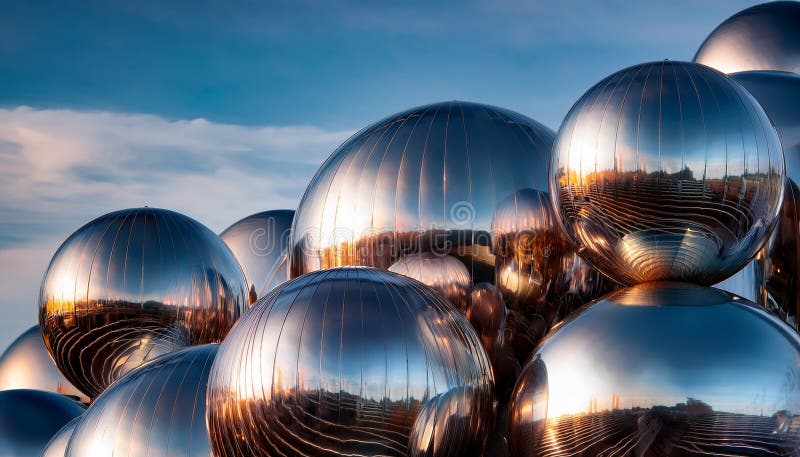 Overlapping Spheres and Cylinders with Metallic Reflections Stock ...