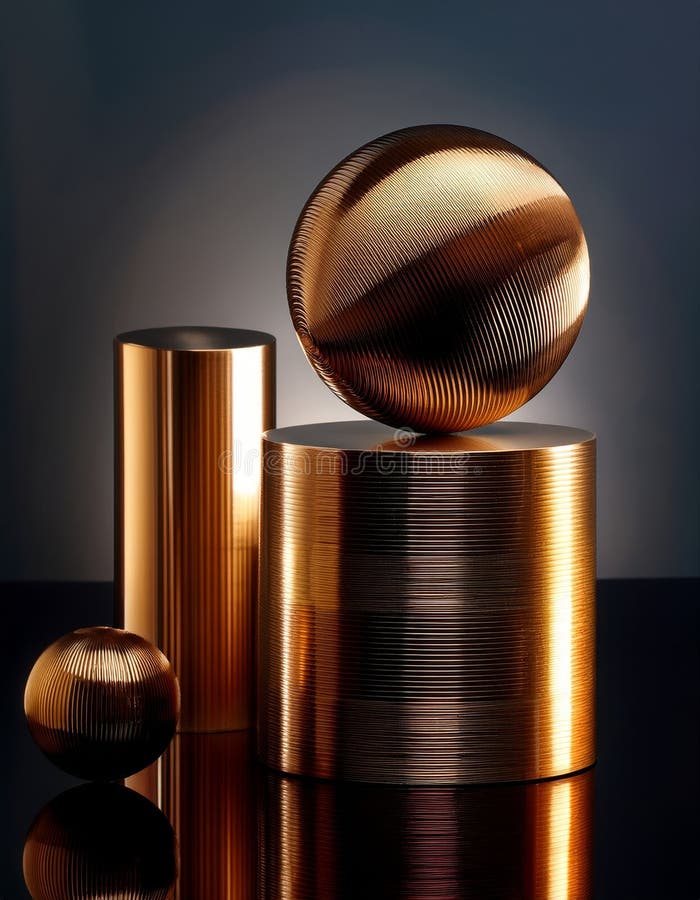 Overlapping Spheres and Cylinders with Metallic Reflections Stock ...