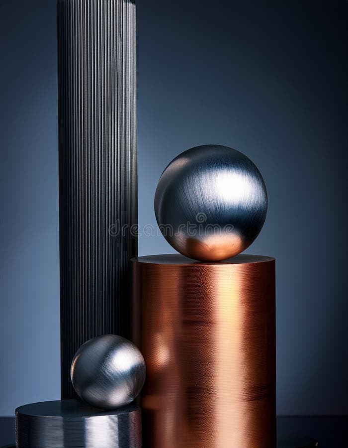 Overlapping Spheres and Cylinders with Metallic Reflections Stock ...