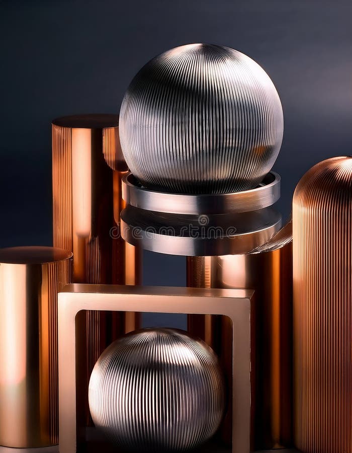 Overlapping Spheres and Cylinders with Metallic Reflections Stock ...