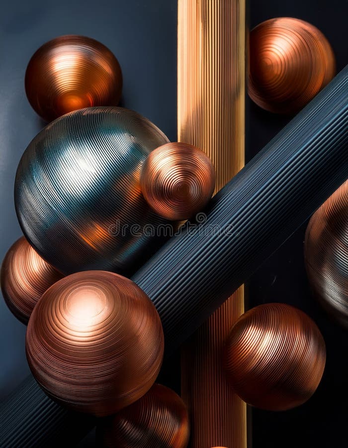 Overlapping Spheres and Cylinders with Metallic Reflections Stock ...