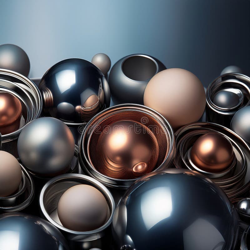 Overlapping Spheres and Cylinders with Metallic Reflections Stock ...