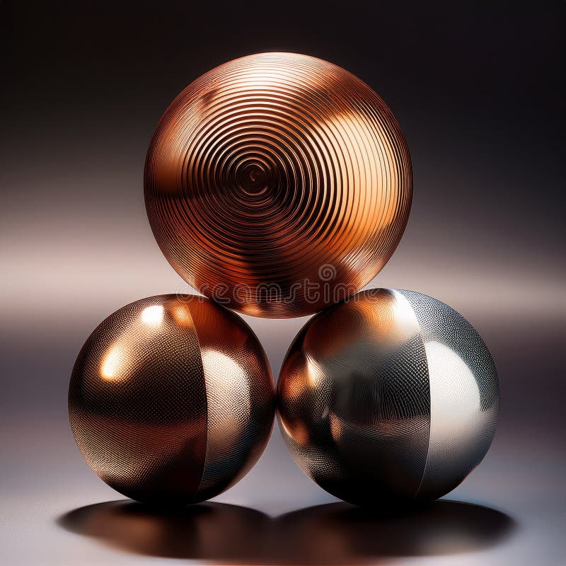 Overlapping Spheres and Cylinders with Metallic Reflections Stock Illustration - Illustration of ...