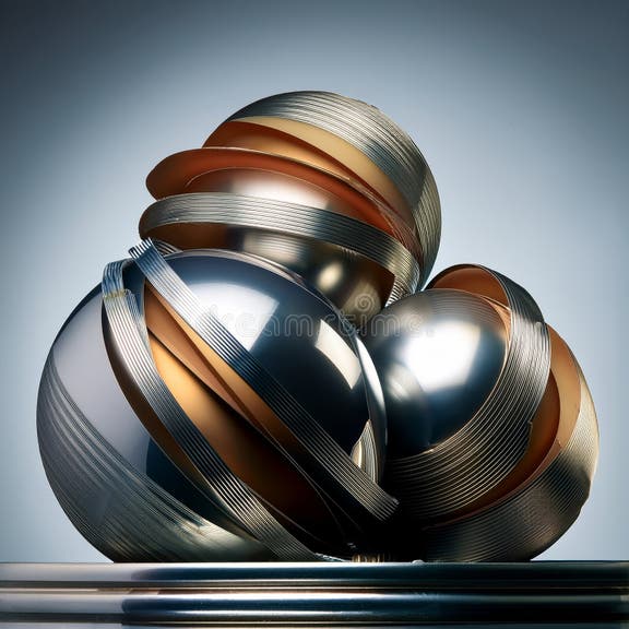 Overlapping Spheres and Cylinders with Metallic Reflections Stock ...