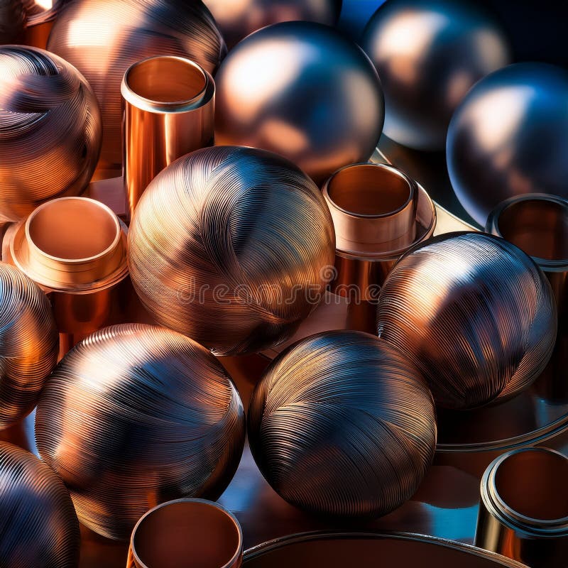 Overlapping Spheres and Cylinders with Metallic Reflections Stock ...