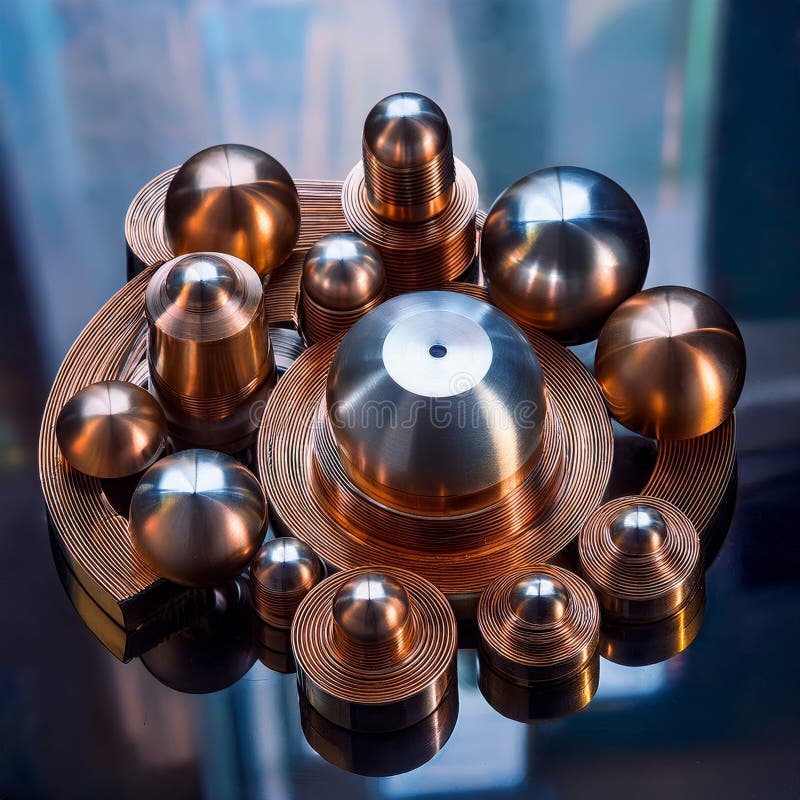 Overlapping Spheres and Cylinders with Metallic Reflections Stock ...