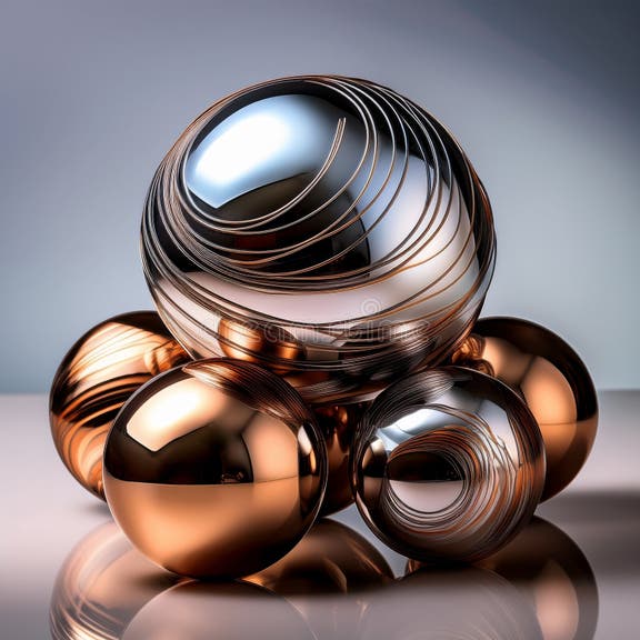 Overlapping Spheres and Cylinders with Metallic Reflections Stock ...