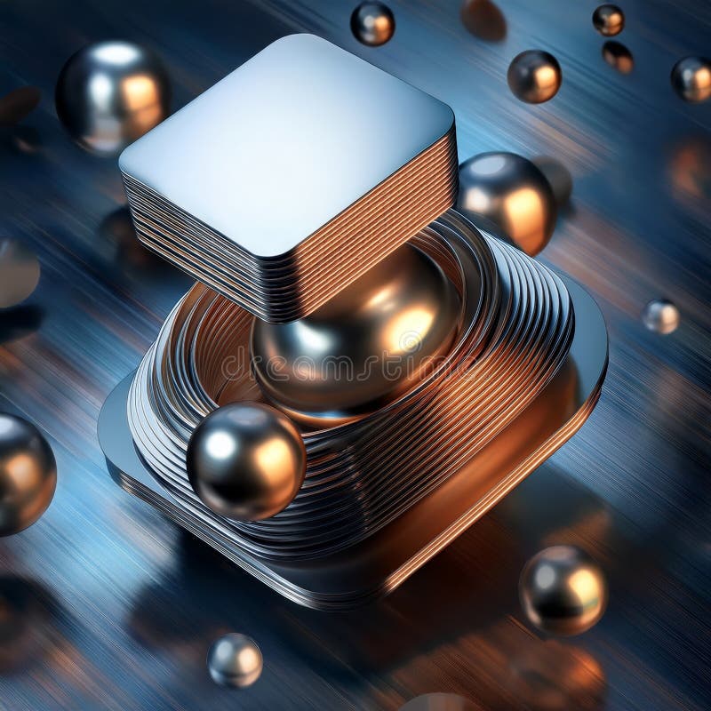 Overlapping Spheres and Cylinders with Metallic Reflections Stock ...