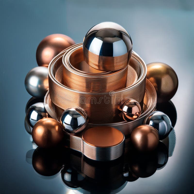 Overlapping Spheres and Cylinders with Metallic Reflections Stock ...