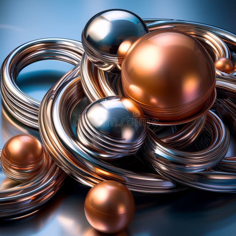 Overlapping Spheres and Cylinders with Metallic Reflections Stock ...