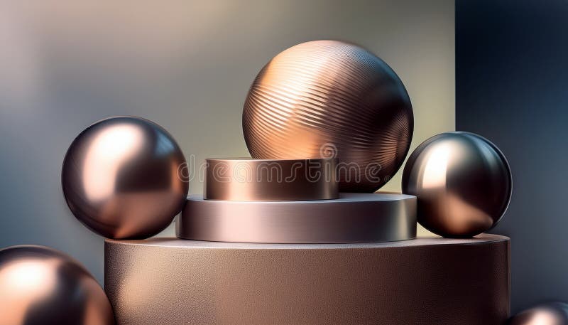 Overlapping Spheres and Cylinders with Metallic Reflections Stock ...