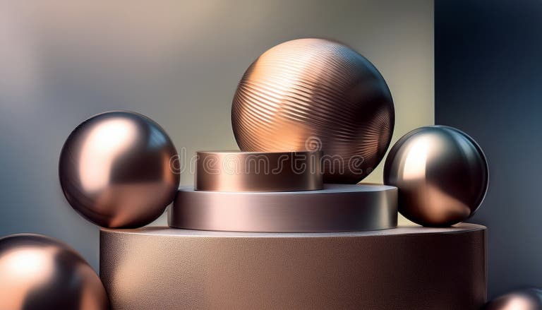 Overlapping Spheres and Cylinders with Metallic Reflections Stock ...