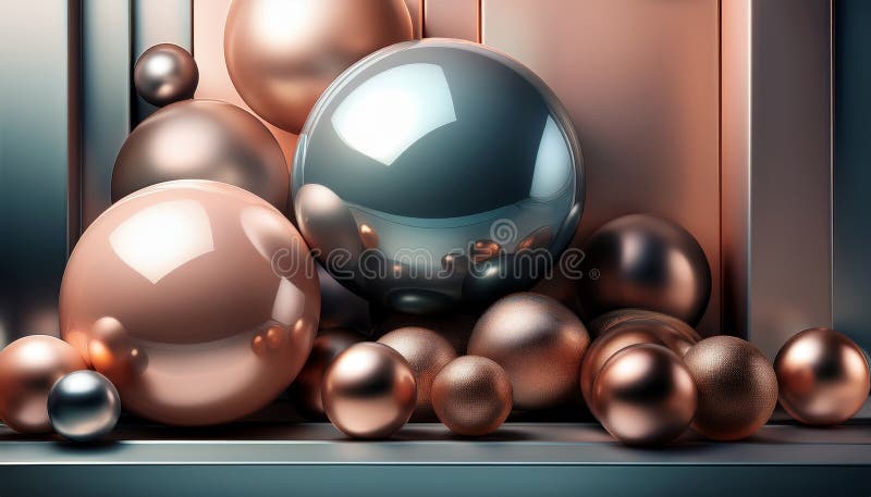 Overlapping Spheres and Cylinders with Metallic Reflections Stock ...