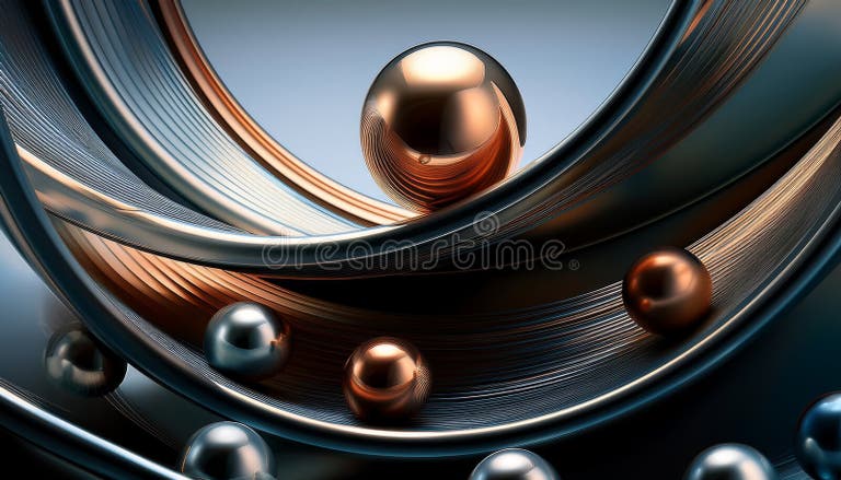 Overlapping Spheres and Cylinders with Metallic Reflections Stock ...