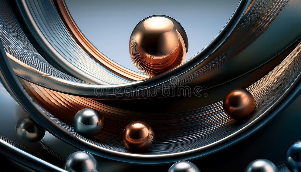 Overlapping Spheres and Cylinders with Metallic Reflections Stock ...