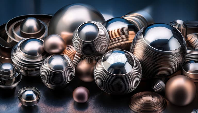 Overlapping Spheres and Cylinders with Metallic Reflections Stock ...