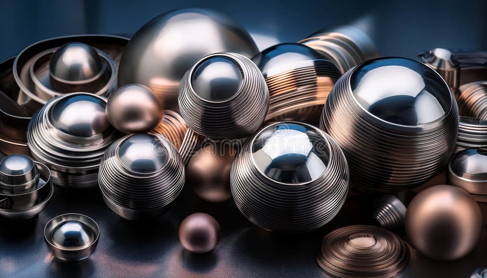 Overlapping Spheres and Cylinders with Metallic Reflections Stock ...