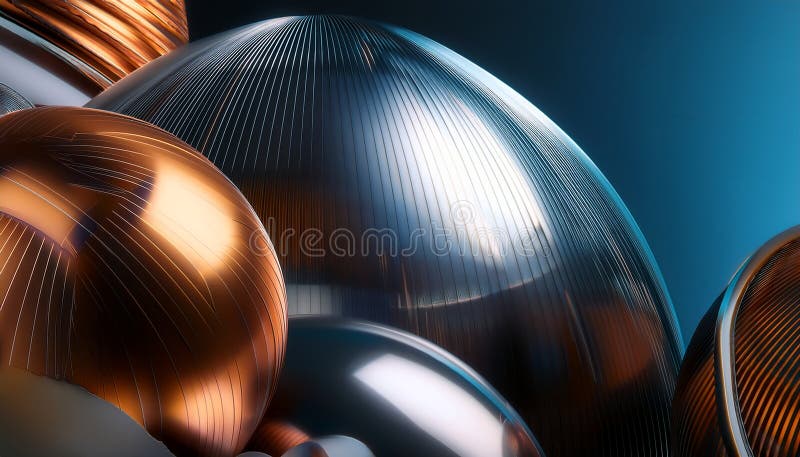Overlapping Spheres and Cylinders with Metallic Reflections Stock ...