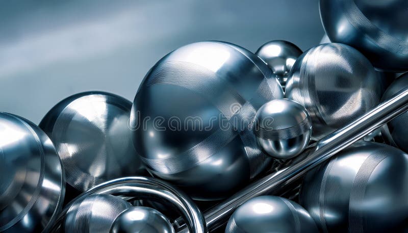 Overlapping Spheres and Cylinders with Metallic Reflections Stock ...