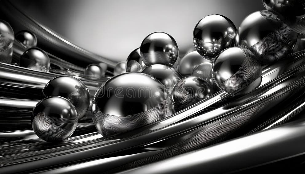 Overlapping Spheres and Cylinders with Metallic Reflections Stock ...
