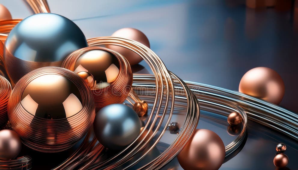 Overlapping Spheres and Cylinders with Metallic Reflections Stock ...