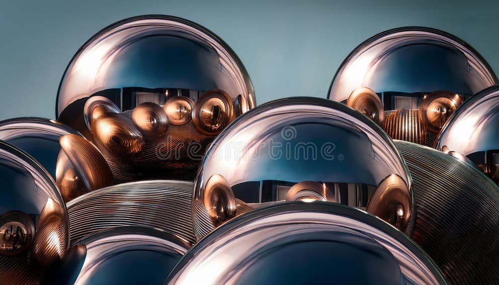 Overlapping Spheres and Cylinders with Metallic Reflections Stock ...