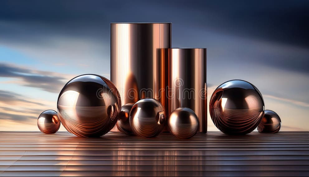 Overlapping Spheres and Cylinders with Metallic Reflections Stock ...