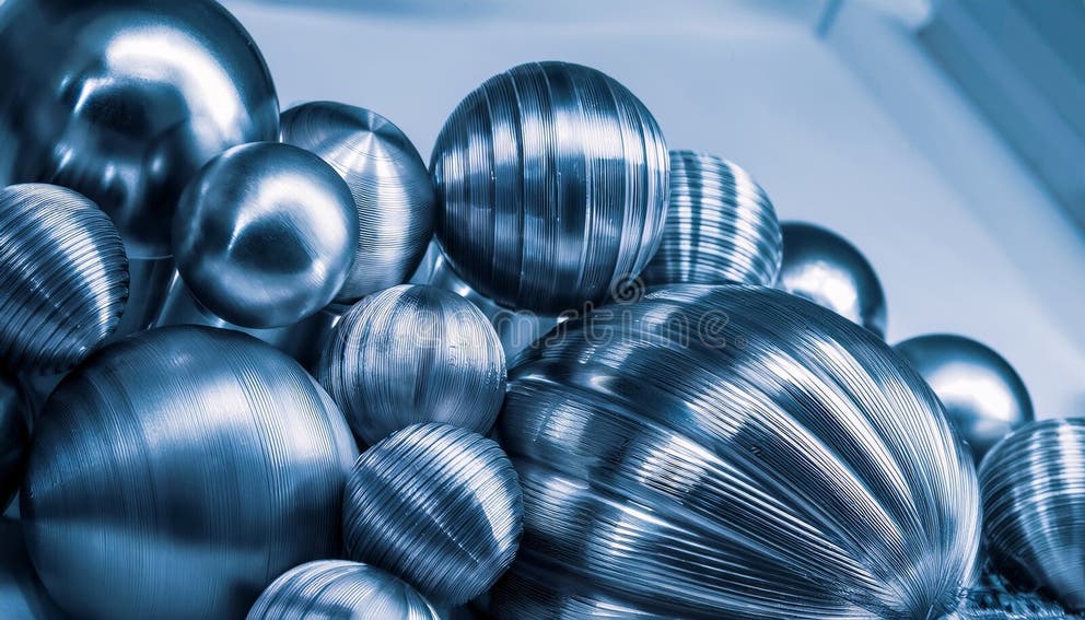 Overlapping Spheres and Cylinders with Metallic Reflections Stock ...