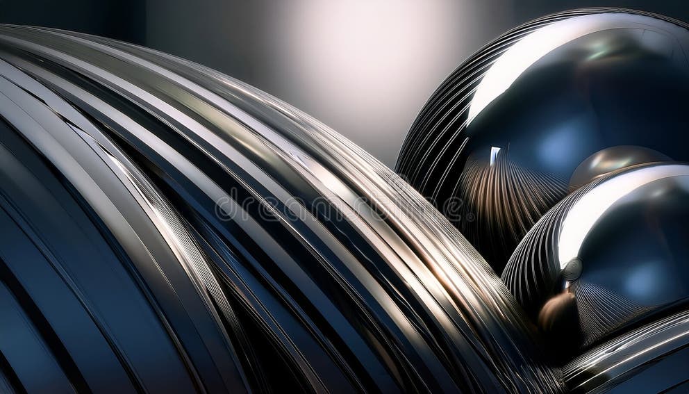 Overlapping Spheres and Cylinders with Metallic Reflections Stock ...