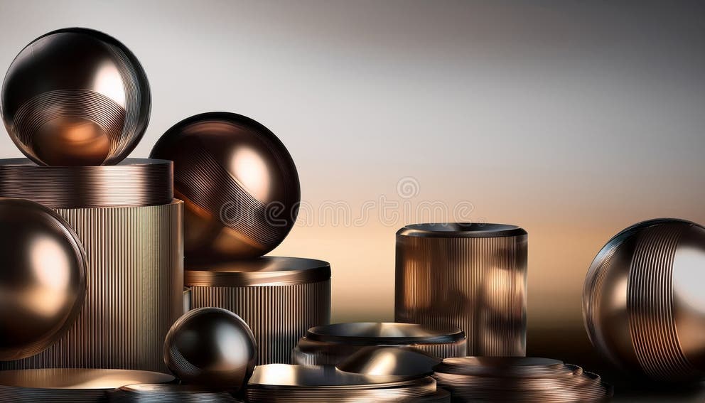 Overlapping Spheres and Cylinders with Metallic Reflections Stock ...