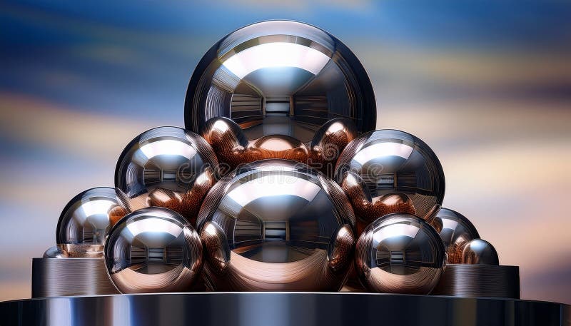 Overlapping Spheres and Cylinders with Metallic Reflections Stock ...
