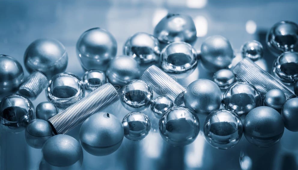 Overlapping Spheres and Cylinders with Metallic Reflections Stock ...