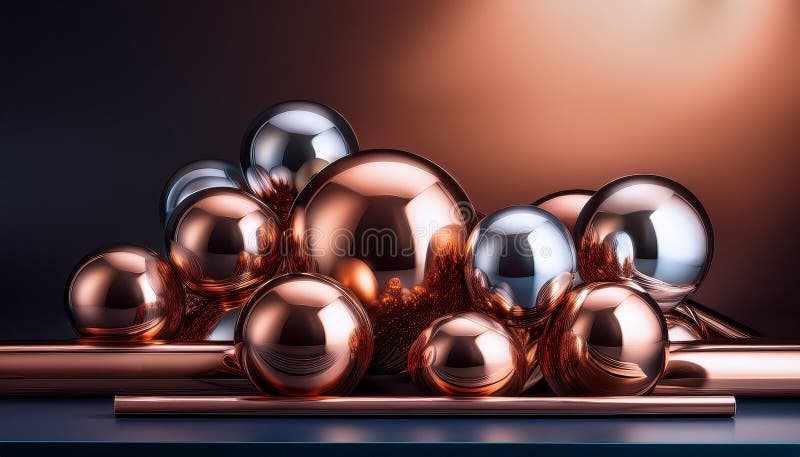 Overlapping Spheres and Cylinders with Metallic Reflections Stock ...