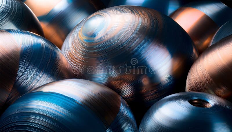 Overlapping Spheres and Cylinders with Metallic Reflections Stock ...