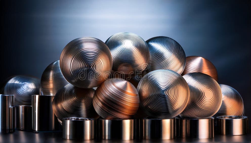 Overlapping Spheres and Cylinders with Metallic Reflections Stock ...