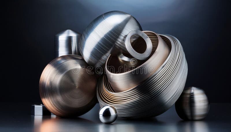 Overlapping Spheres and Cylinders with Metallic Reflections Stock ...