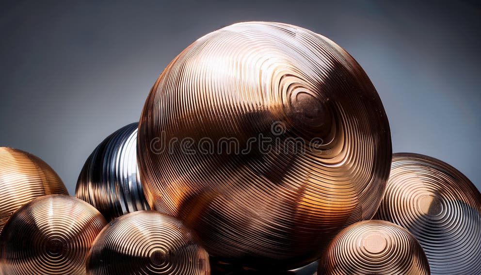 Overlapping Spheres and Cylinders with Metallic Reflections Stock ...