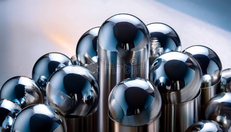 Overlapping Spheres and Cylinders with Metallic Reflections Stock ...
