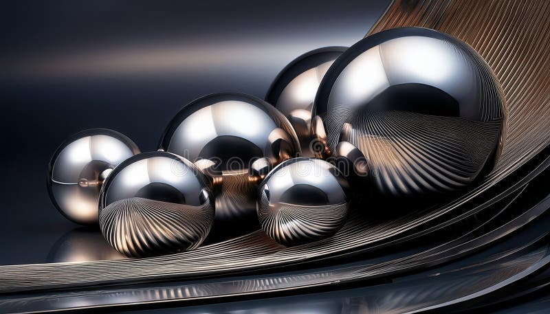 Overlapping Spheres and Cylinders with Metallic Reflections Stock ...