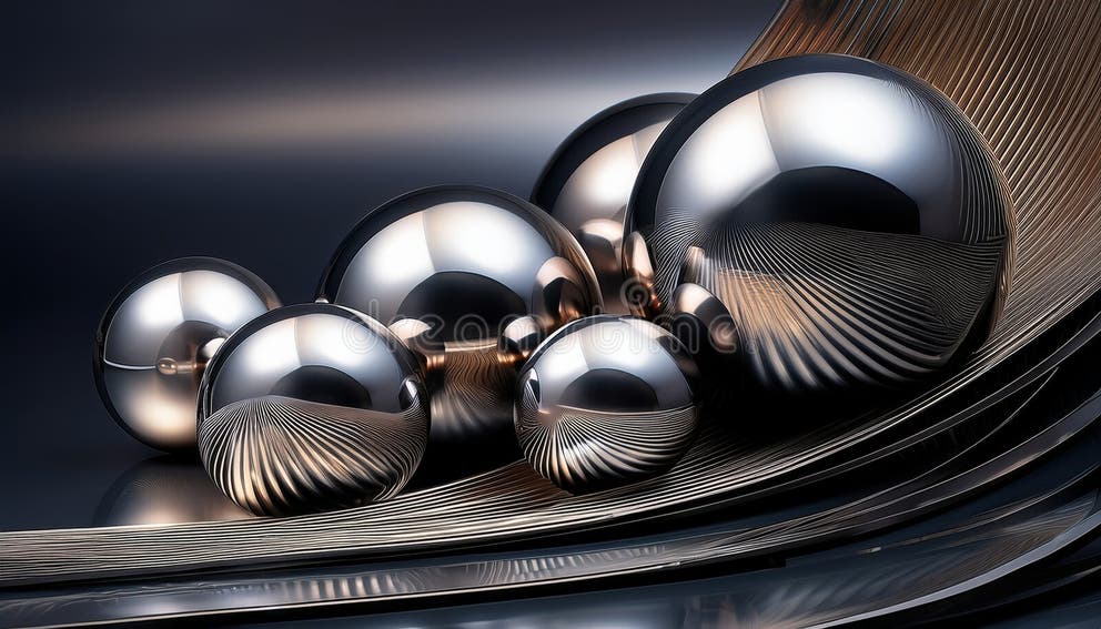 Overlapping Spheres and Cylinders with Metallic Reflections Stock ...