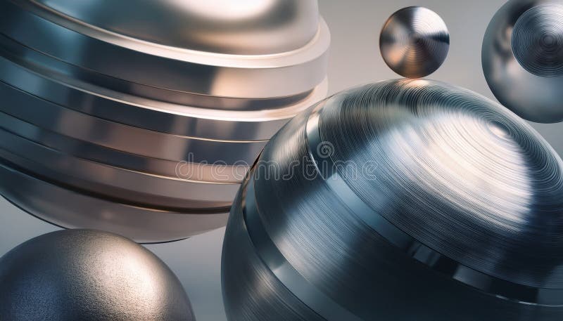 Overlapping Spheres and Cylinders with Metallic Reflections Stock ...