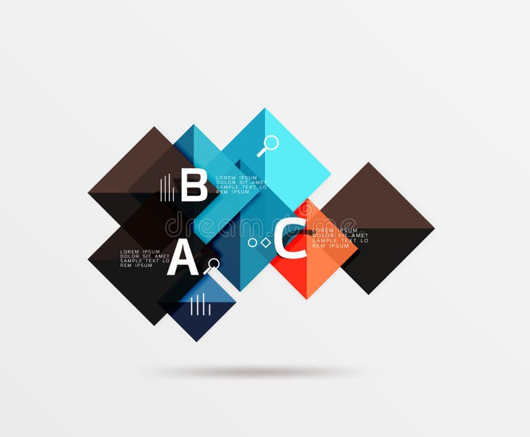 Overlapping Square Infographics Stock Illustration - Illustration of ...